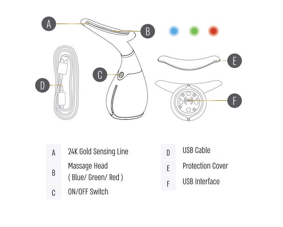 Máy làm đẹp da vùng cổ Earth Tech Aecor Neck Device bạc