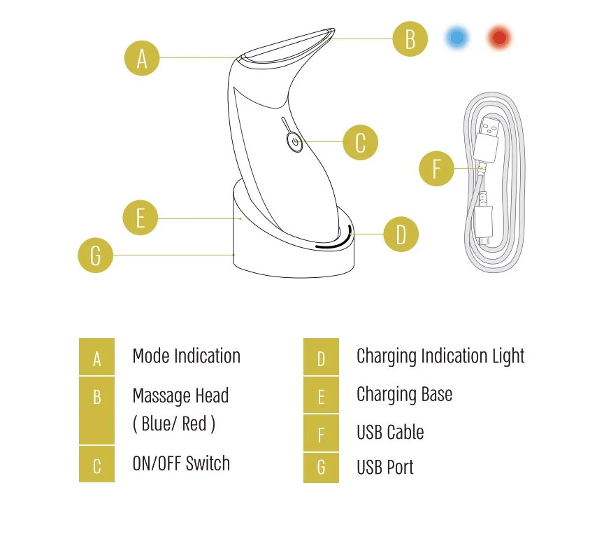 Máy làm đẹp da vùng cổ Earth Tech Aecor Neck Plus Device vàng