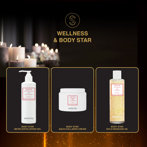 Dầu Massage Dưỡng Thể Tinh Chất Vàng Swissline Cell Shock Body Star Gold Massage Oil Nuôi Dưỡng