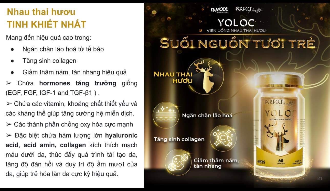 Viên uống Nhau thai hươu Perfect Health Yoloc