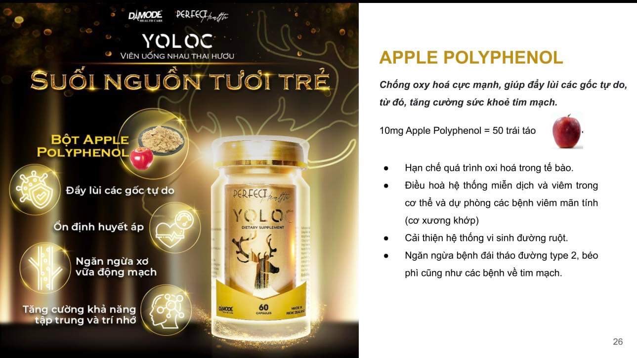 Viên uống Nhau thai hươu Perfect Health Yoloc