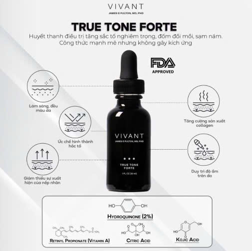 Vivant True tone Forte 30ml - Tinh chất cải thiện thâm, nám chuyên sâu