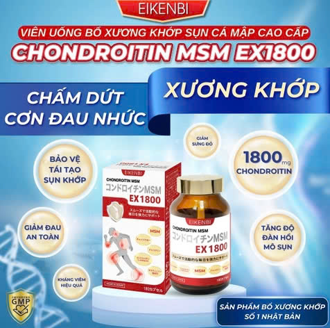 Viên Uống Bổ Xương Khớp Sụn Cá Mập Cao Cấp Eikenbi Chondroitin MSM EX1800